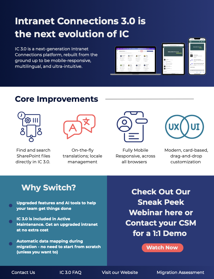 Intranet Connections 3.0 - External Landing Page